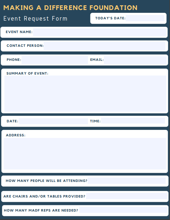 Request an Event - The Making a Difference Foundation